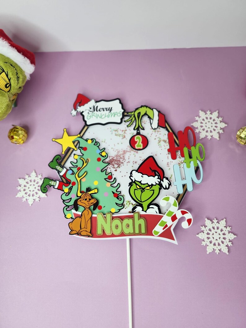 Coustom Grinch, Christmas Two Birthday Grinch, Grinch Cake Topper ...