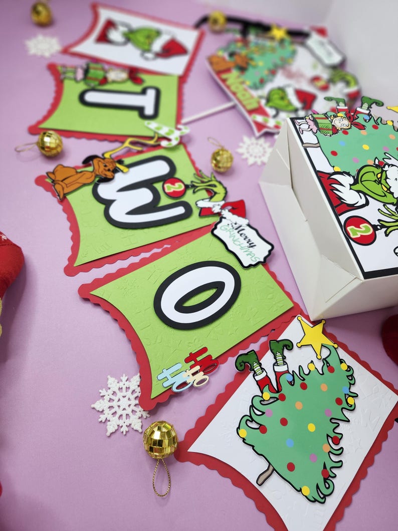 Grinch Christmas Banner: Merry Grinchmas Garland - Etsy