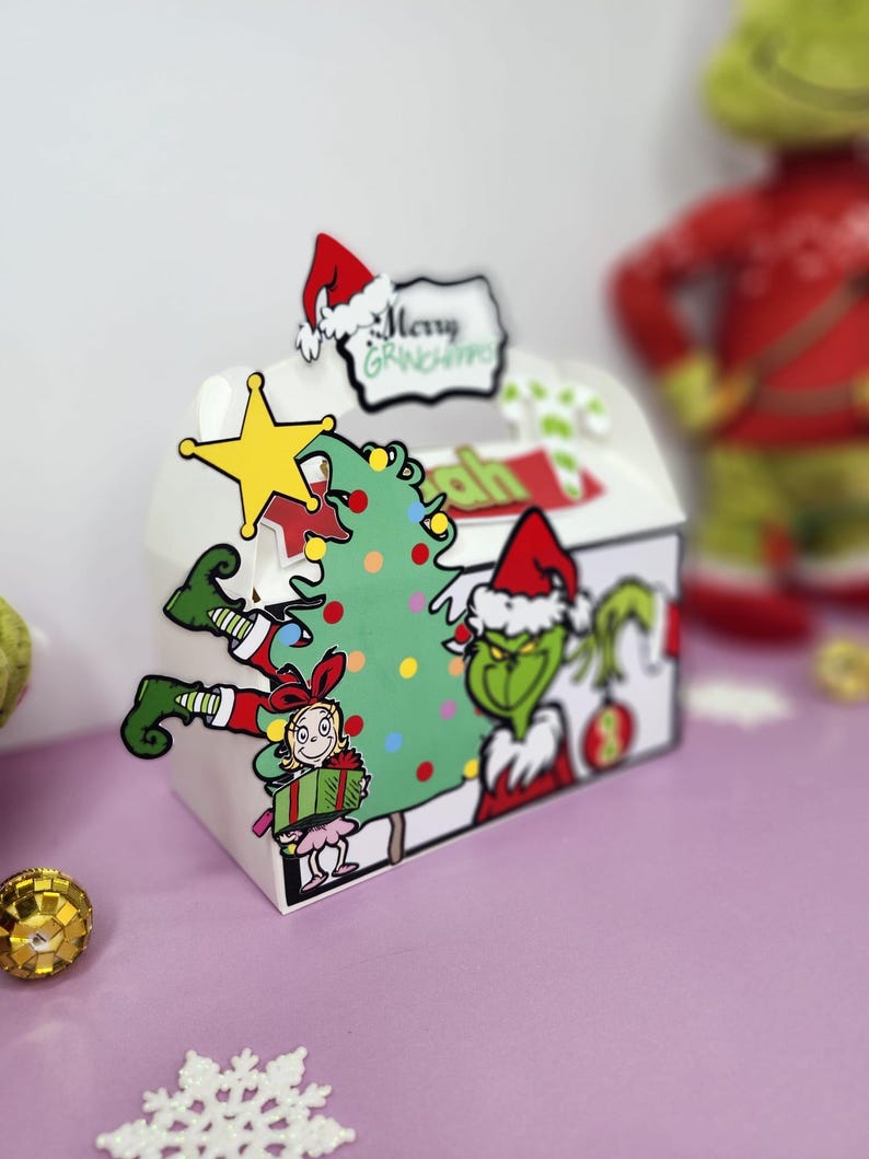 Christmas Two B-day Grinch, Grinch Favor Box, Grinch Christmas Gift Box ...