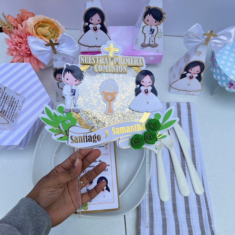 Personalized First Communion Cake Topper: Party Centerpiece Decoration ...