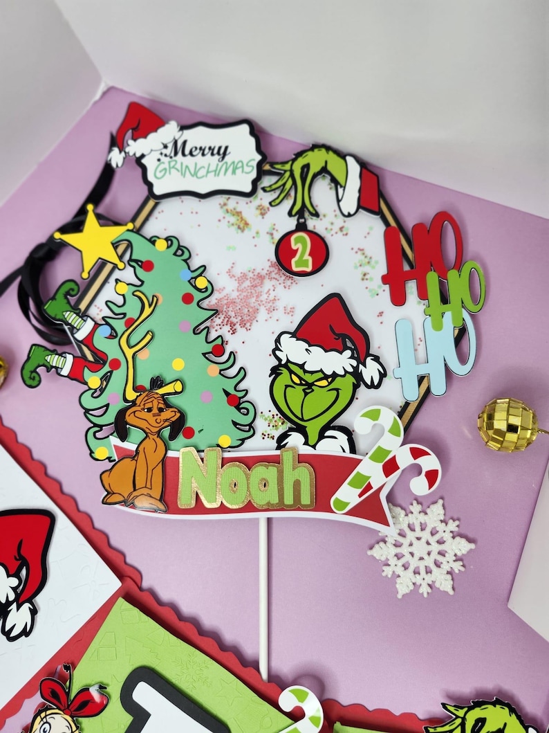 Coustom Grinch, Christmas Two Birthday Grinch, Grinch Cake Topper ...