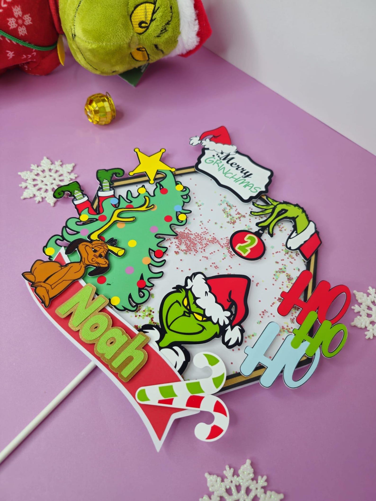 Coustom Grinch, Christmas Two Birthday Grinch, Grinch Cake Topper ...