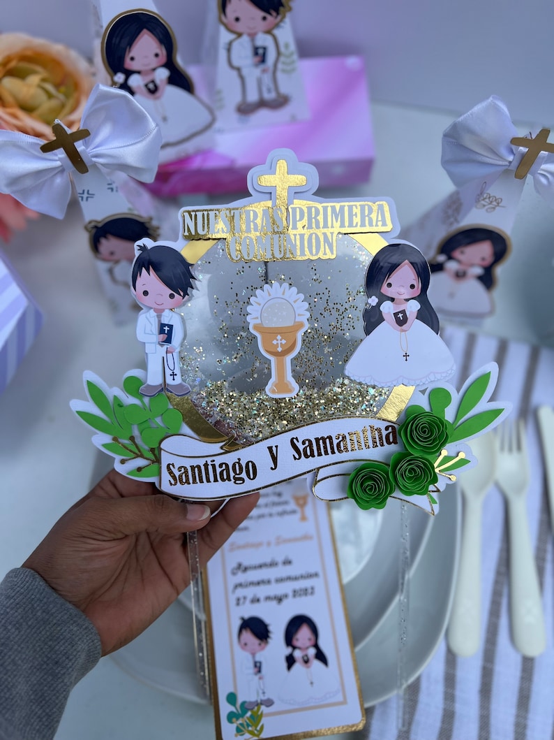 Personalized First Communion Cake Topper: Party Centerpiece Decoration ...