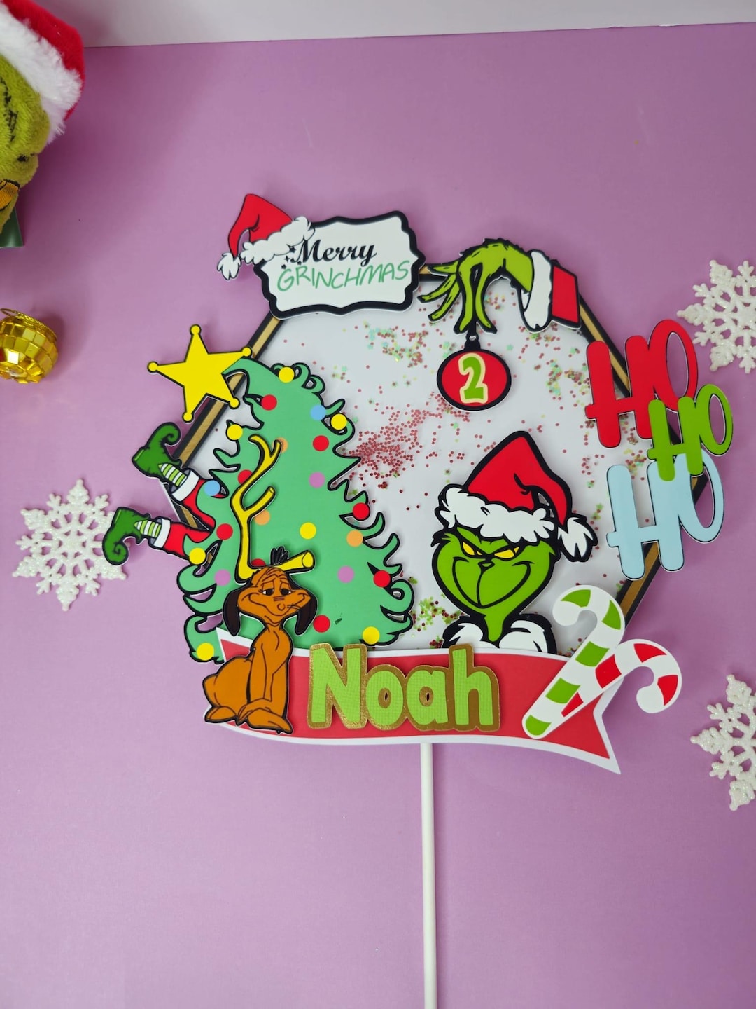 Coustom Grinch, Christmas Two Birthday Grinch, Grinch Cake Topper ...