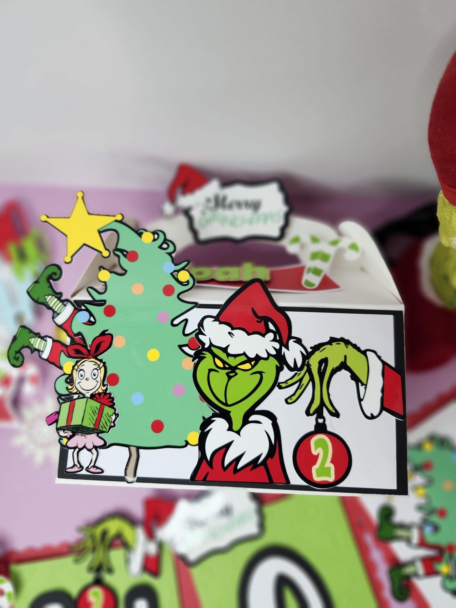 Christmas Two B-day Grinch, Grinch Favor Box, Grinch Christmas Gift Box ...