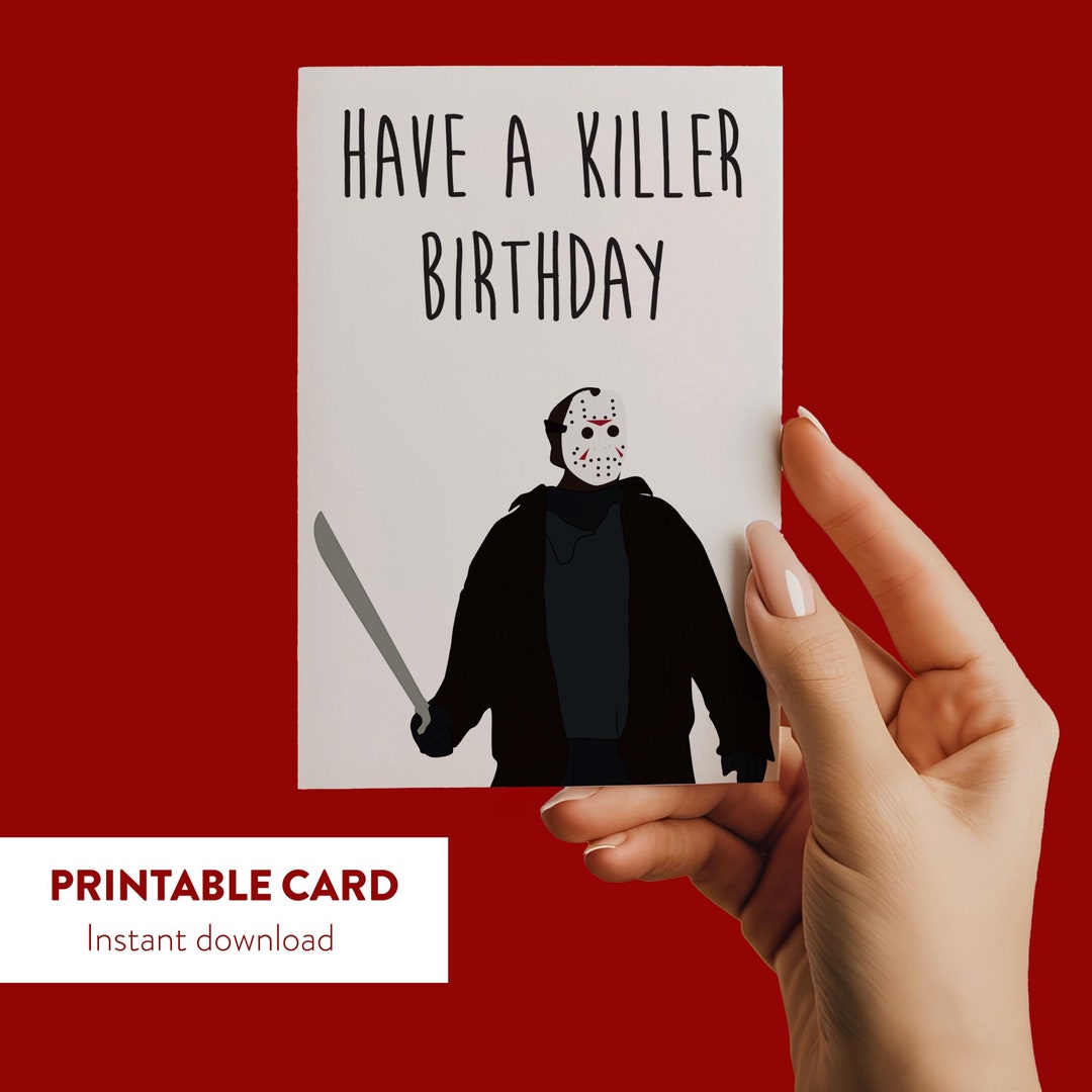 Funny Horror Birthday Card, Slasher Movie Greeting, Scary Birthday Card ...
