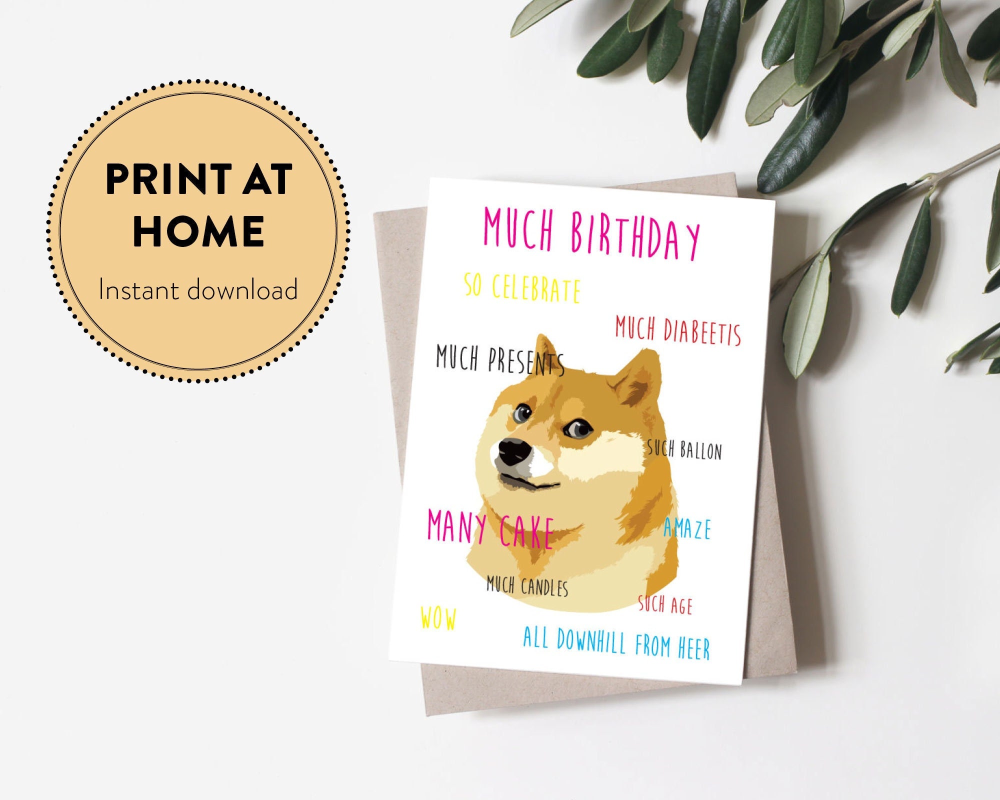 Funny Doge Meme Birthday Card Shiba Inu Dog Cute Dog Animal - Etsy