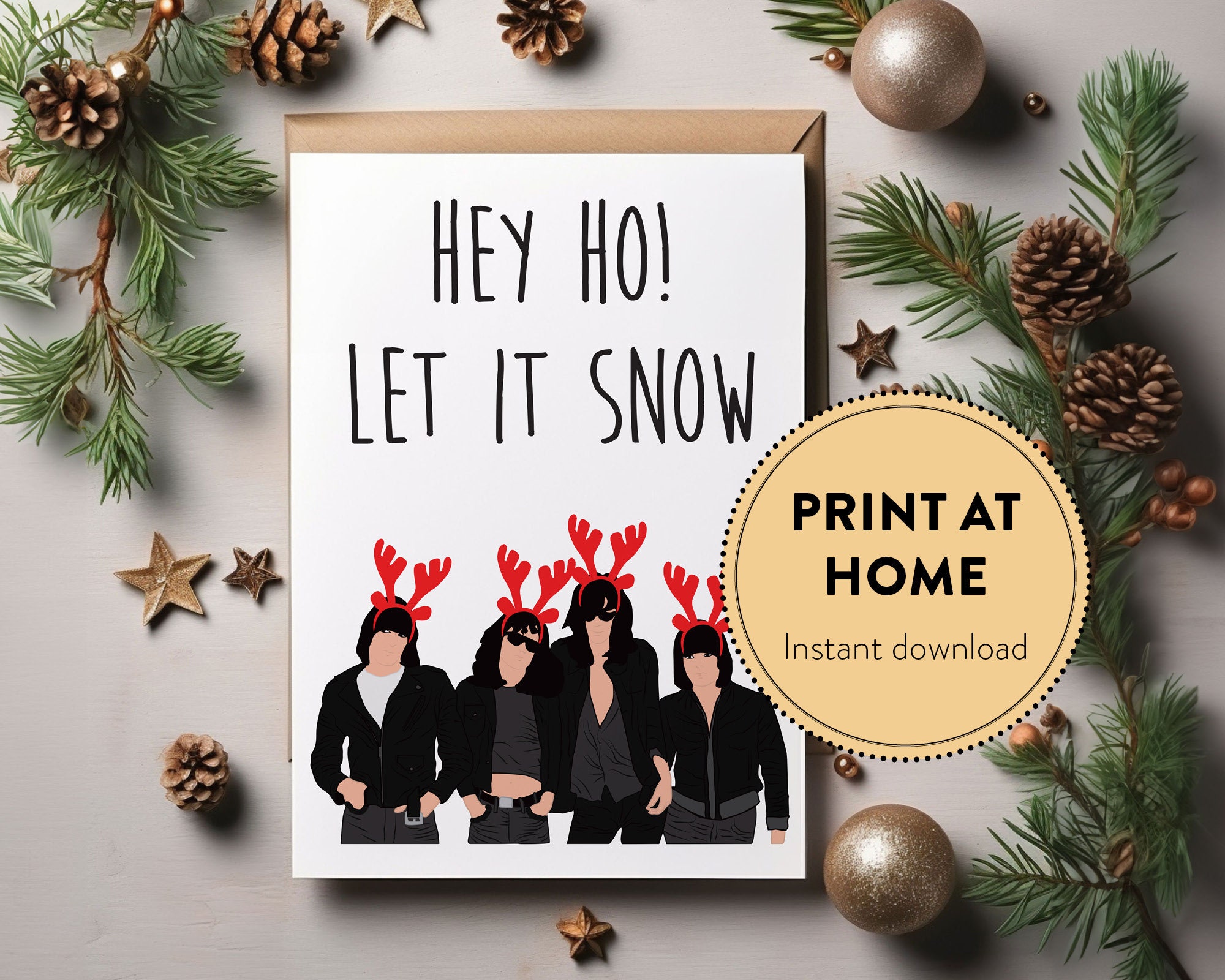 Ramones Christmas Card, Printable Christmas Card, Pop Culture Holiday ...