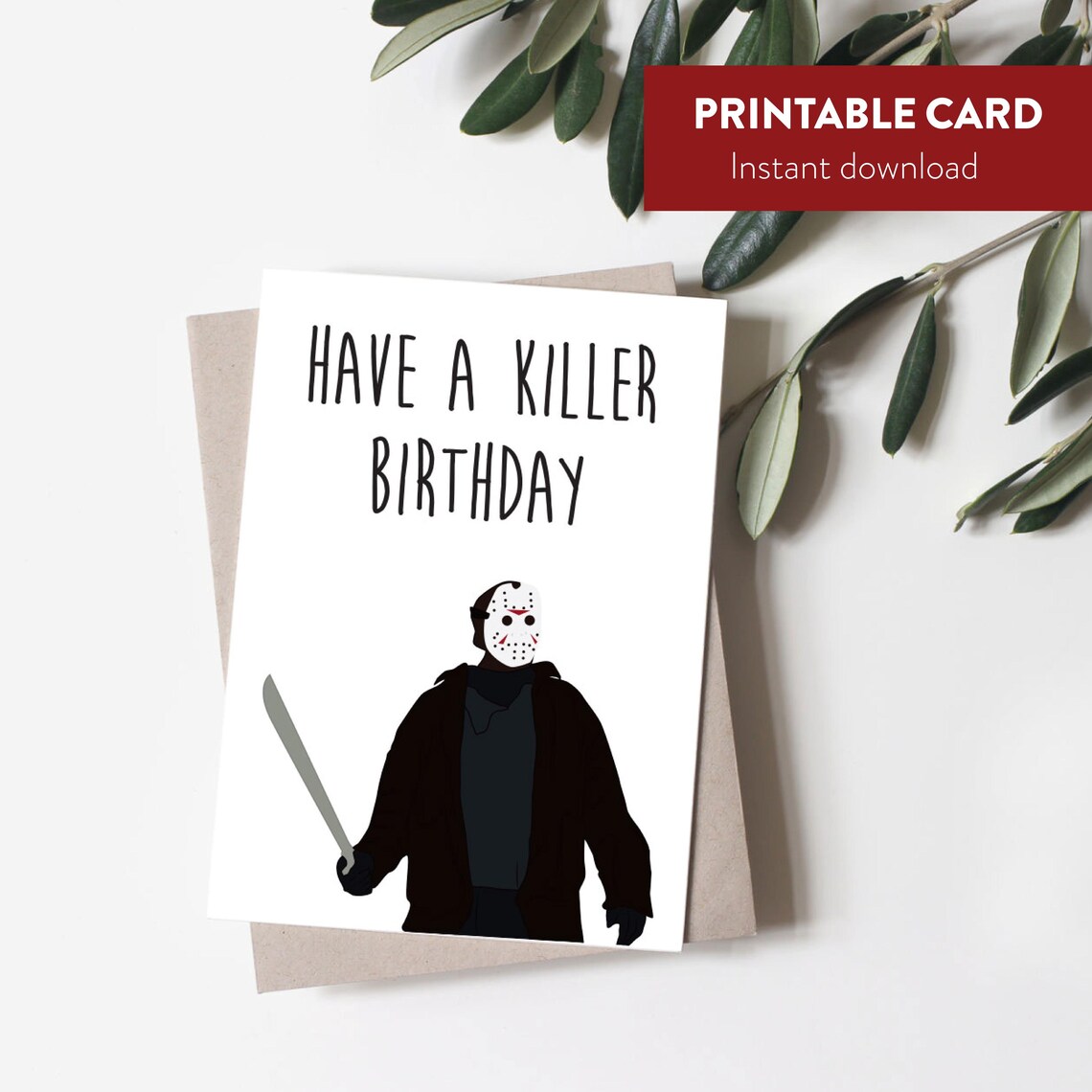 Funny Horror Birthday Card, Slasher Movie Greeting, Scary Birthday Card ...