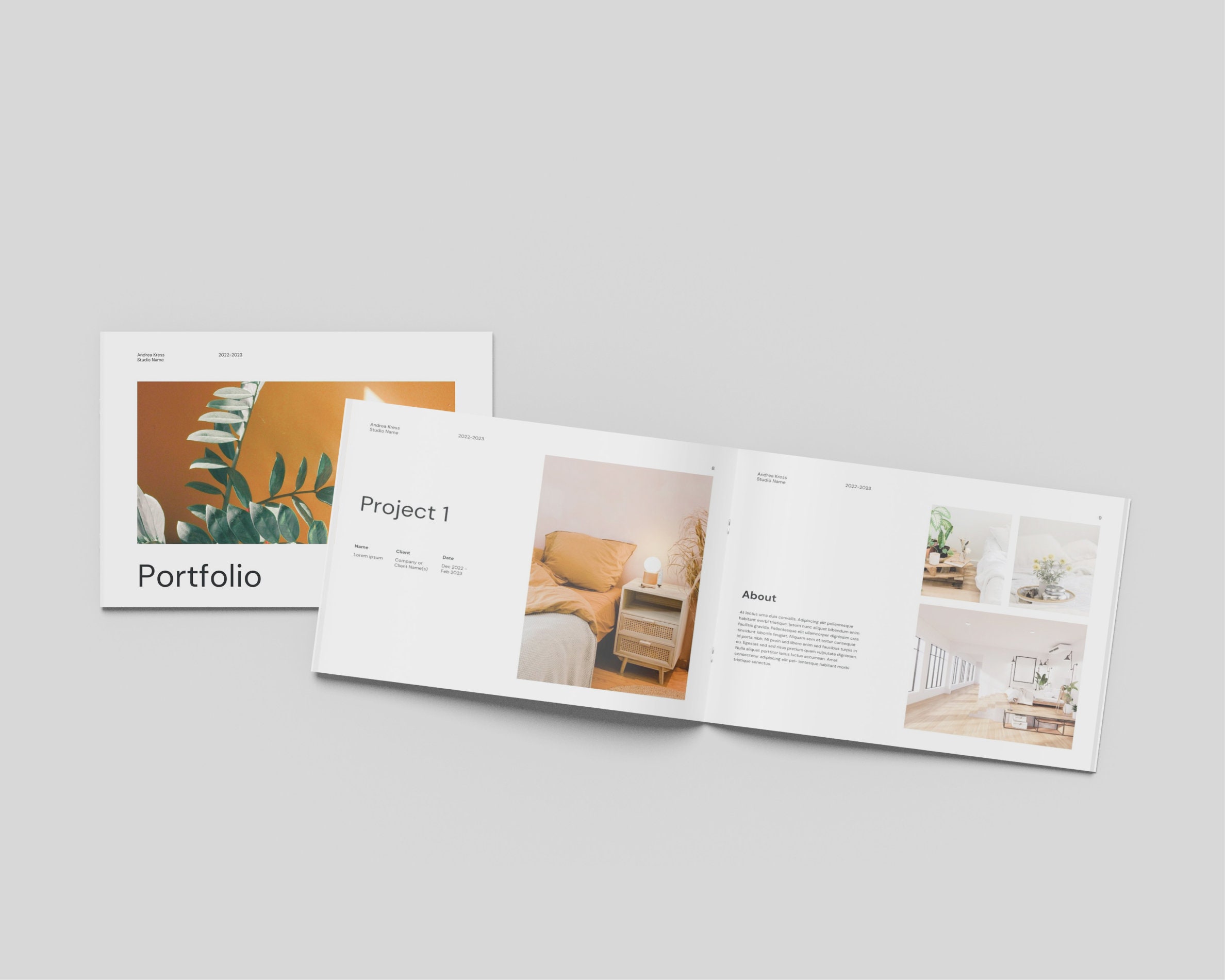 Clean Interior Design Portfolio Template, Canva & Indesign Portfolio ...