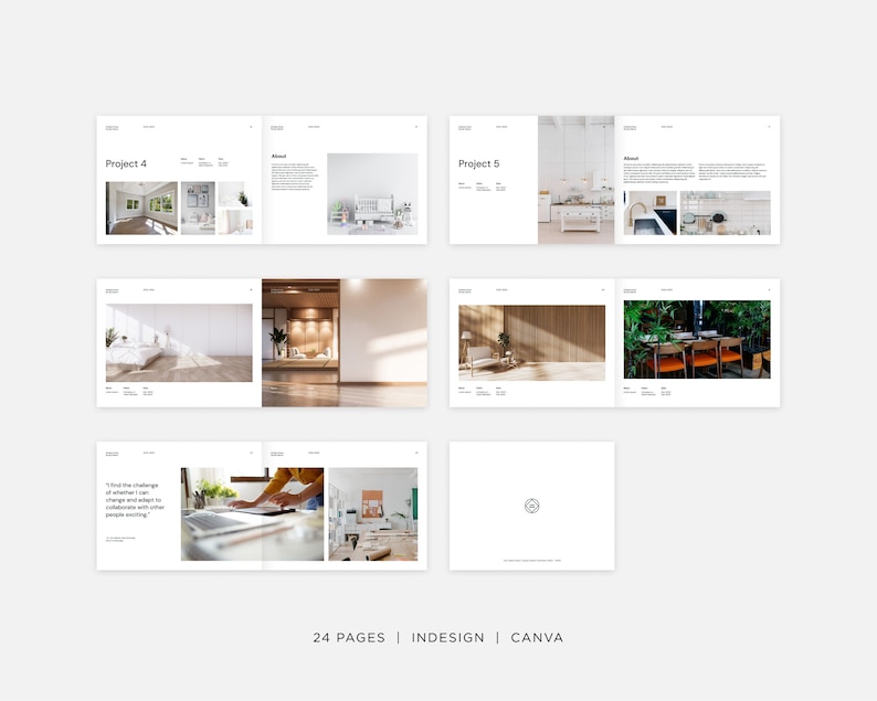 Clean Interior Design Portfolio Template, Canva & Indesign Portfolio ...