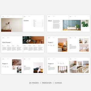 Clean Interior Design Portfolio Template, Canva & Indesign Portfolio ...