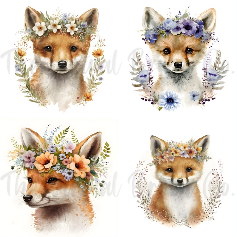 Woodland Animal PNG, Fox Clip Art, Fox PNG, Watercolor, Forest, Clip ...