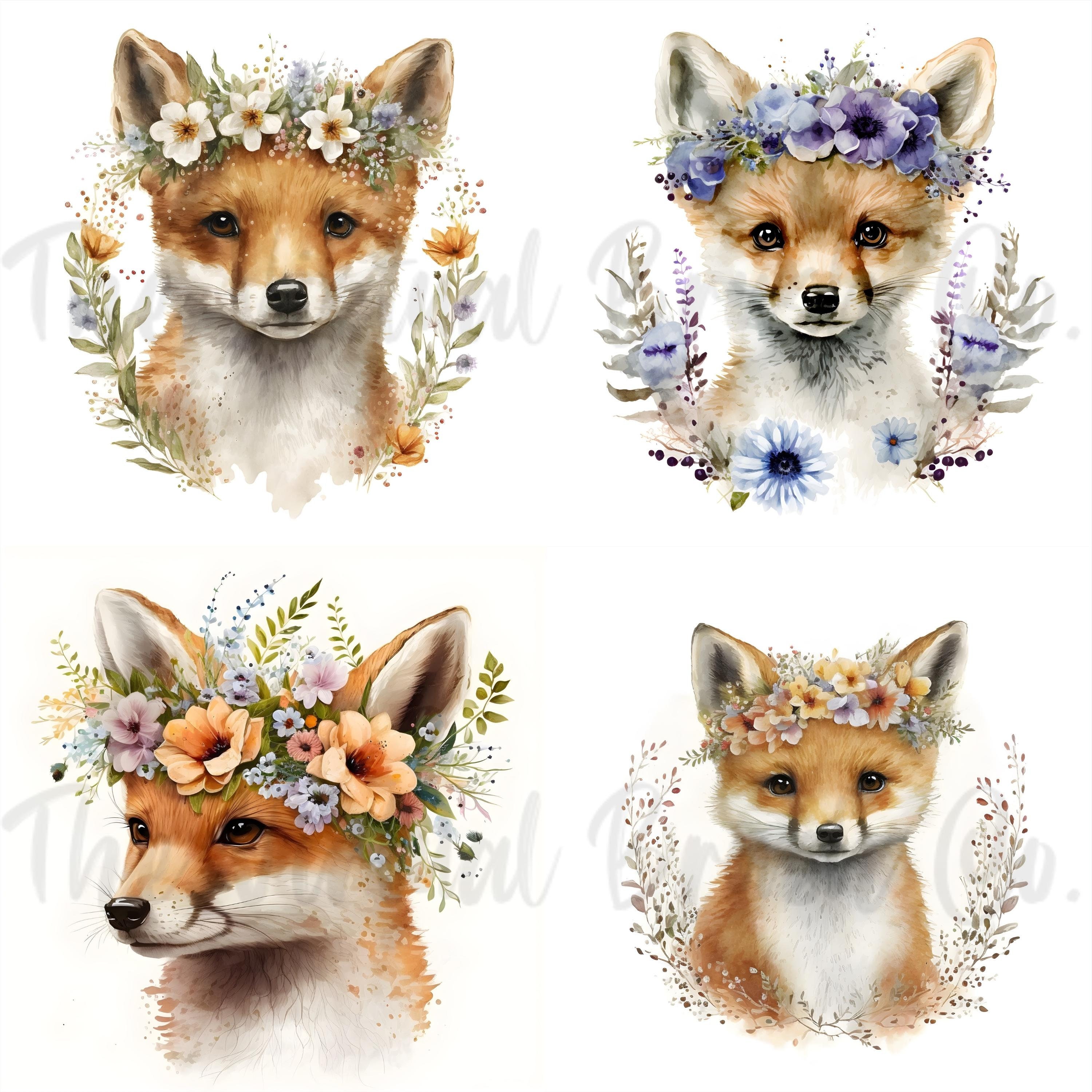 Woodland Animal PNG Fox Clip Art Fox PNG Watercolor - Etsy