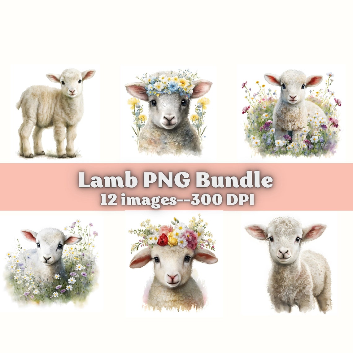 Lamb Clipart, Farm Animal PNG, Lamb PNG, Sheep Clipart, Watercolor ...