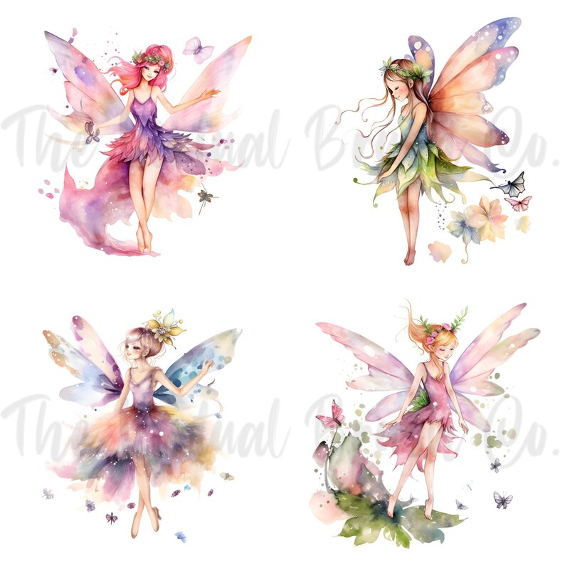 Fairy Garden Watercolor Clipart Enchanted Forest Fairytale - Etsy