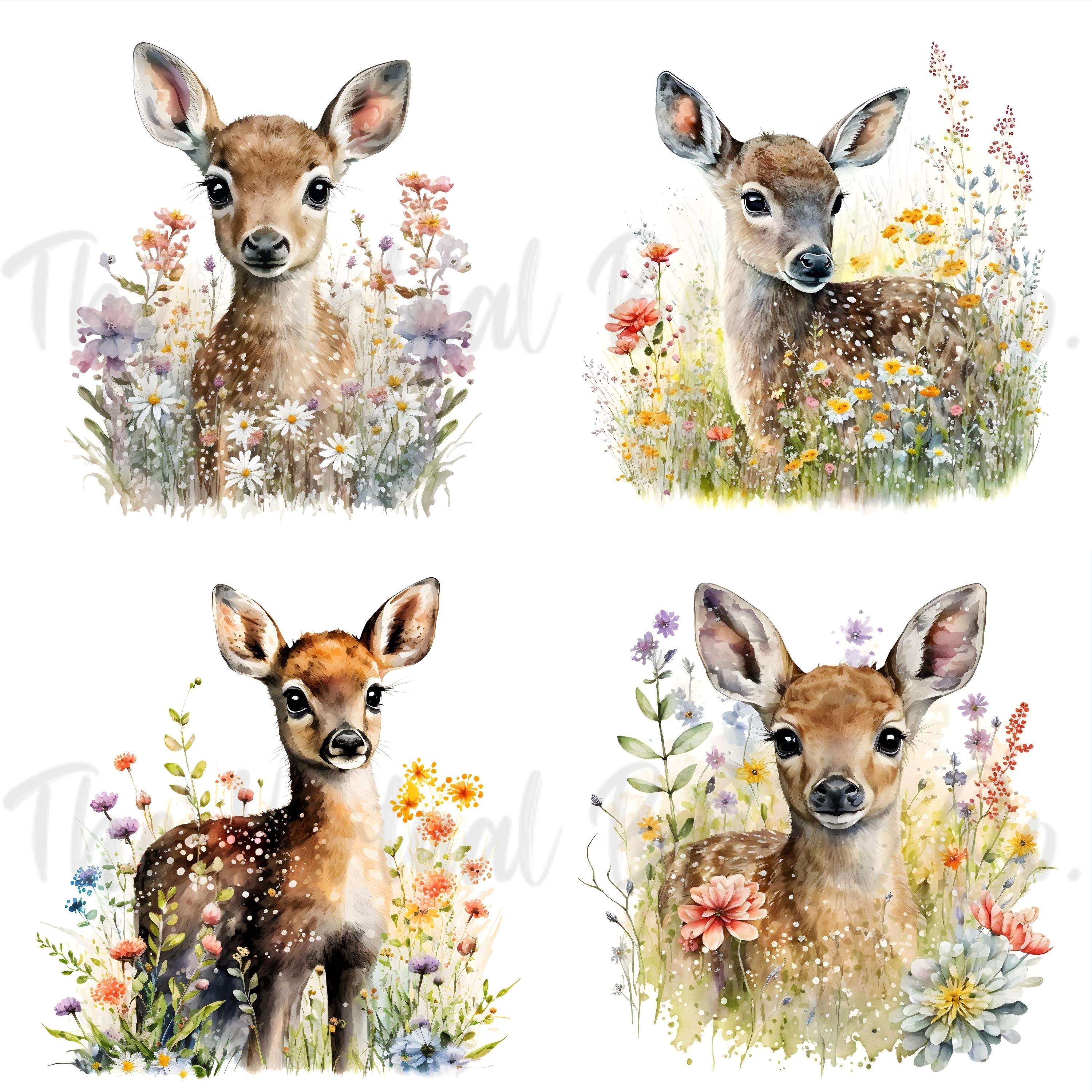 Woodland Animal PNG, Deer Clip Art, Deer PNG, Watercolor, Forest, Clip ...