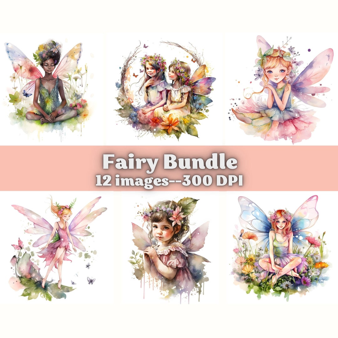 Fairy Garden Watercolor Clipart Enchanted Forest Fairytale - Etsy