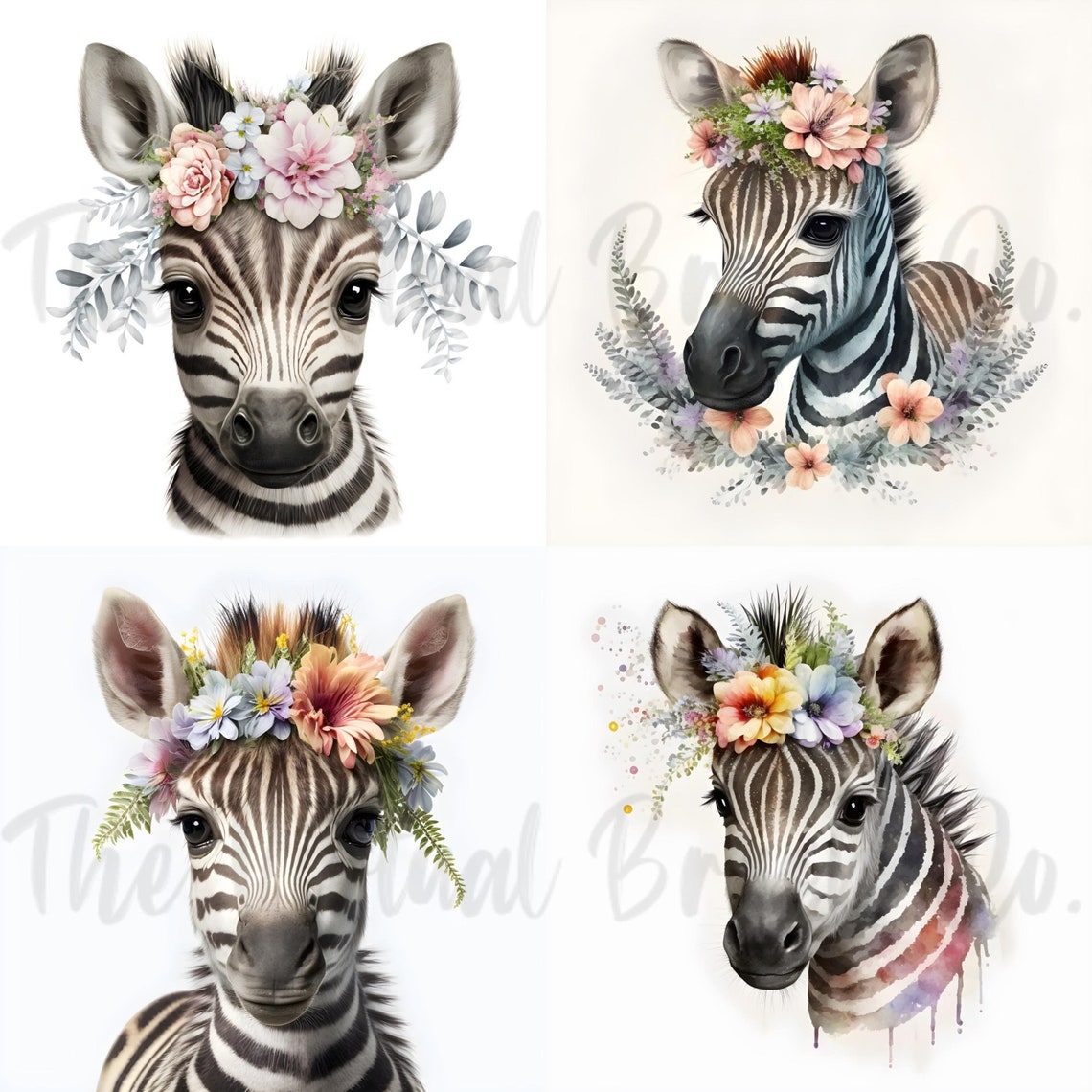Safari Animals Clipart PNG Bundle, Baby Zebra PNG, Watercolor, Zebra ...
