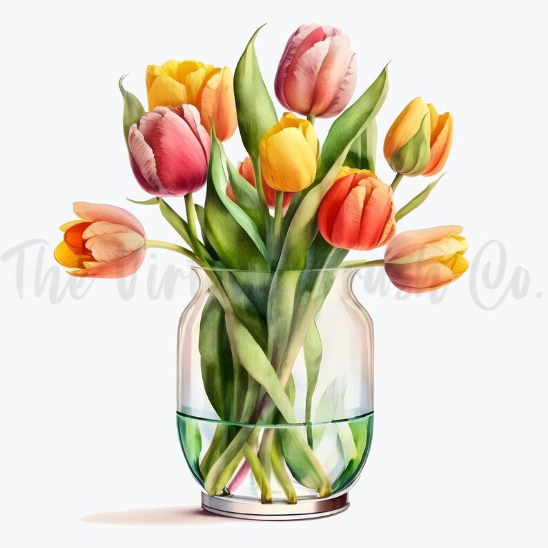 Tulips Clipart, Watercolor Tulips PNG, Flowers Clipart, Floral Clipart ...