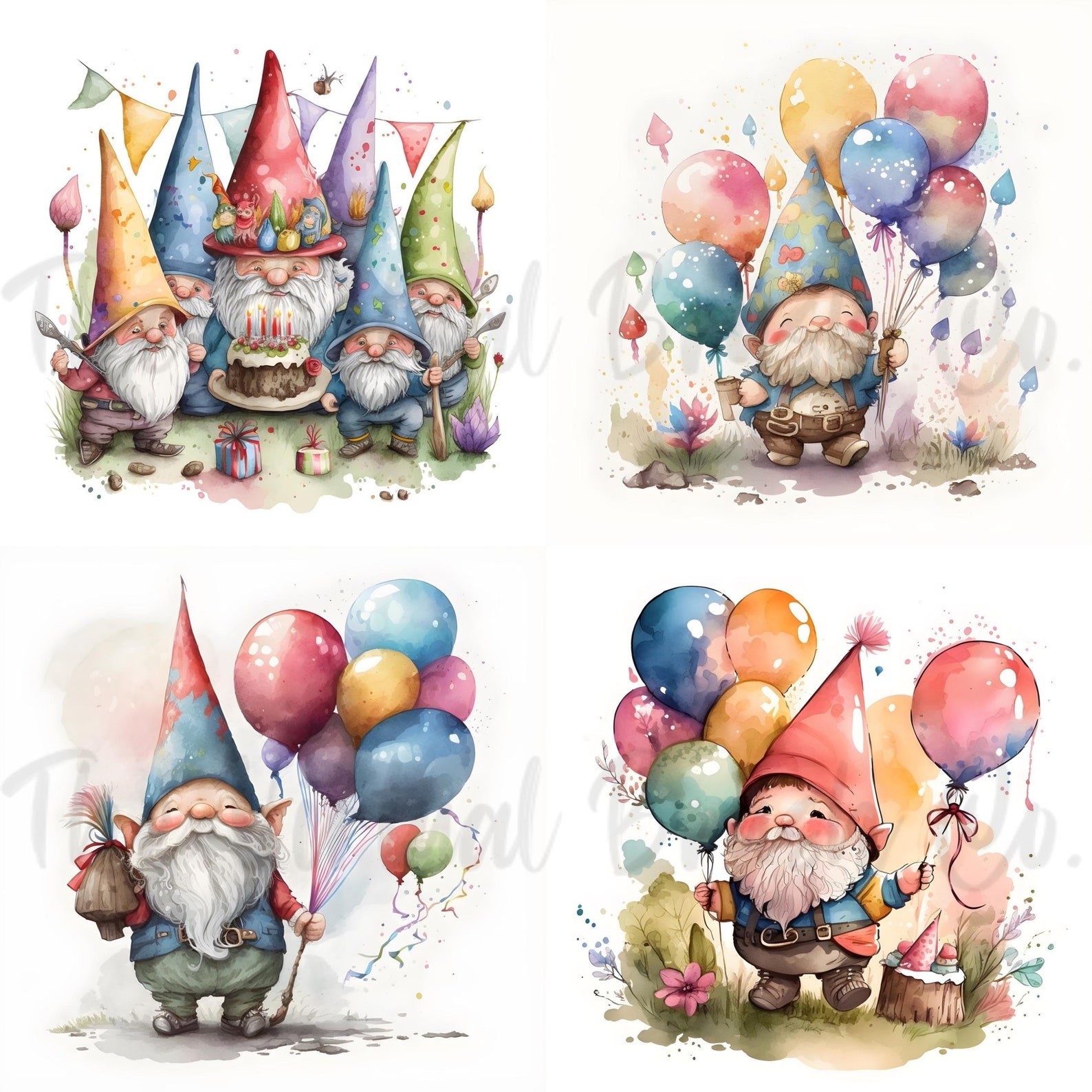 Gnome Clipart, Birthday Gnomes PNG, Cute Gnome Clipart, Gnome Clipart ...