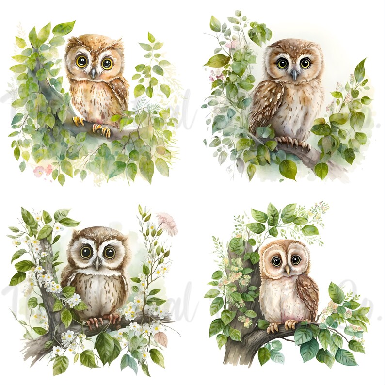 Woodland Animal PNG Owl Clip Art Owl PNG Watercolor - Etsy