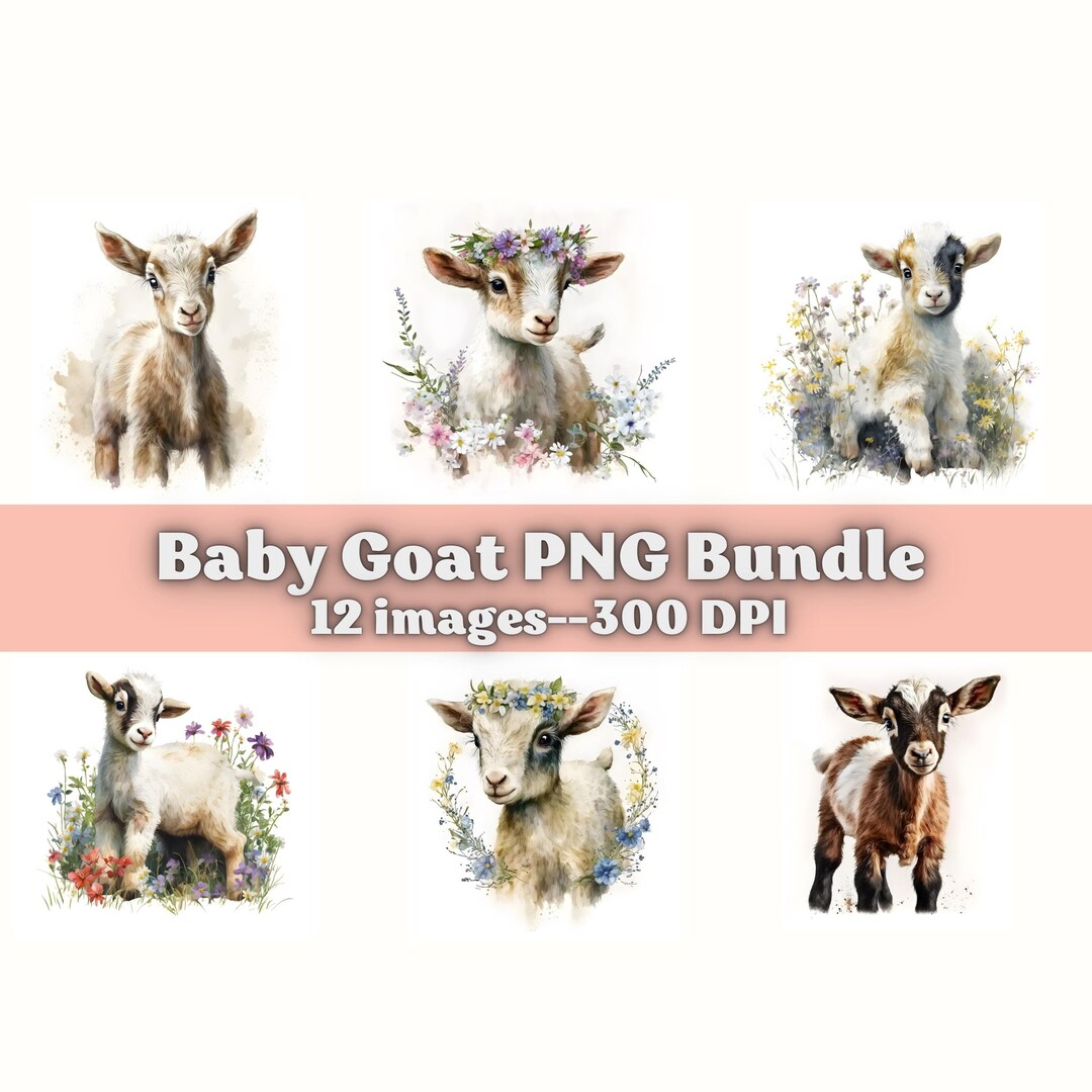 Baby Goat Clipart, Farm Animals PNG, Baby Goat PNG, Watercolor, Farm ...