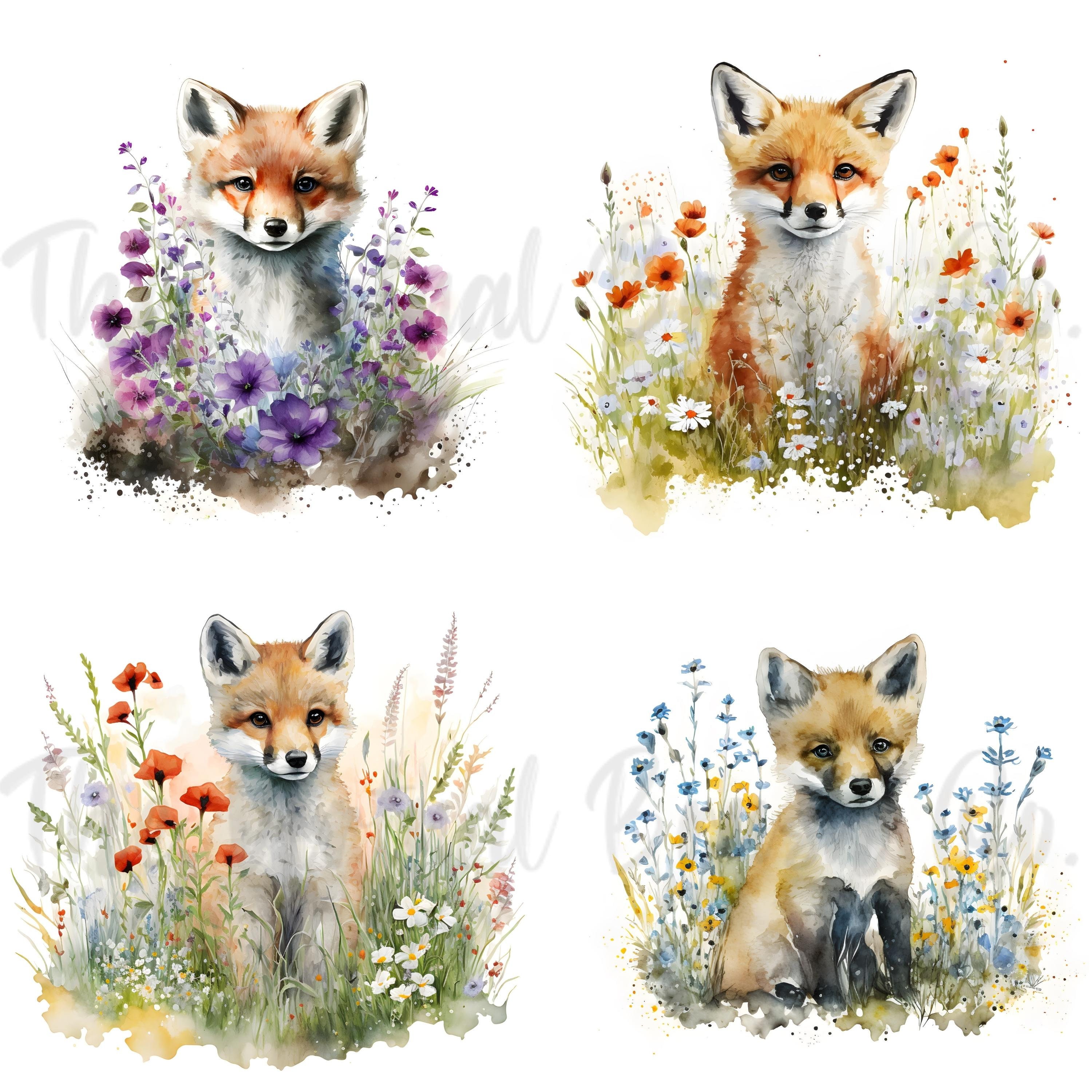 Woodland Animal PNG Fox Clip Art Fox PNG Watercolor - Etsy