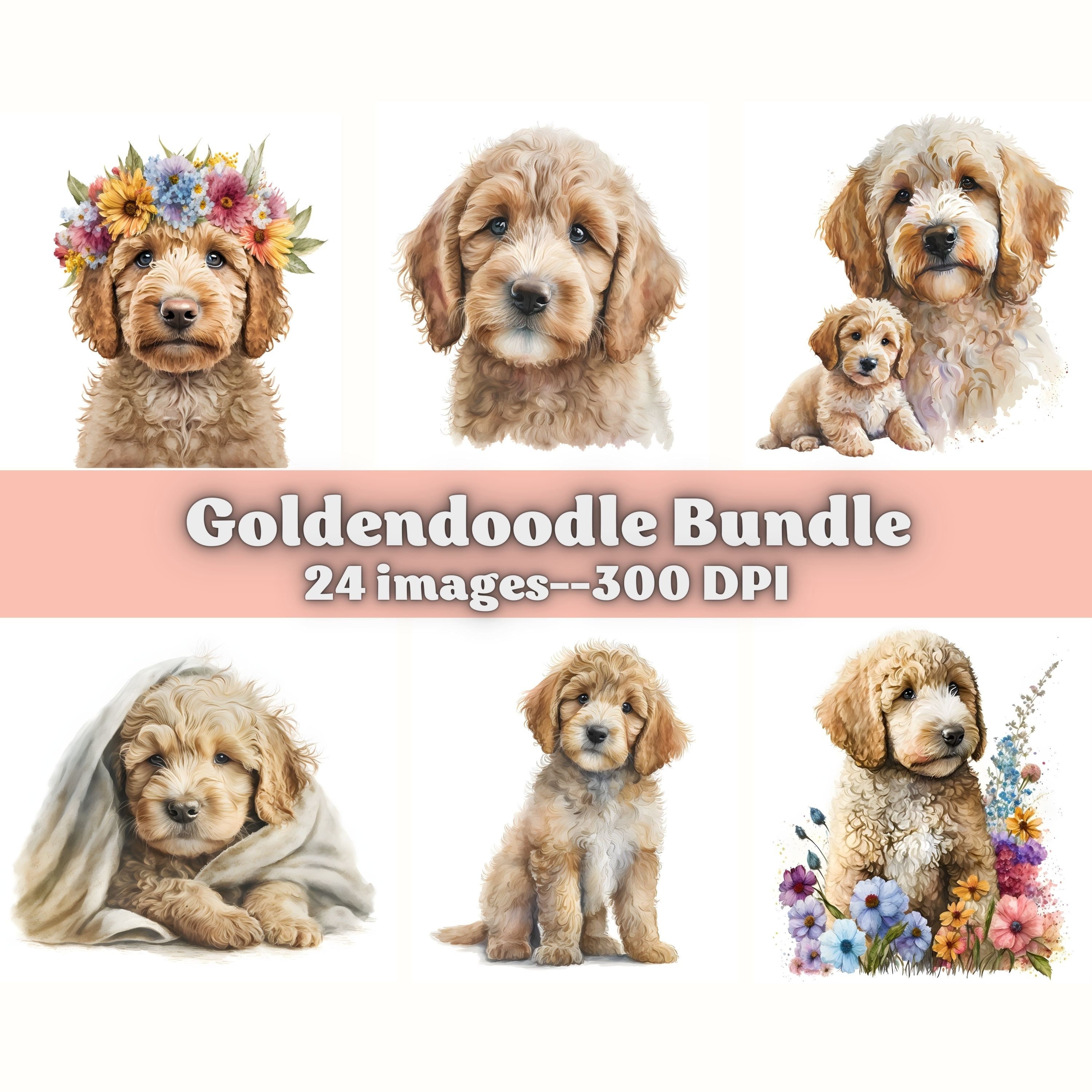 Goldendoodle PNG, Dog PNG, Watercolor, Goldendoodle Clipart, Cute Dog ...