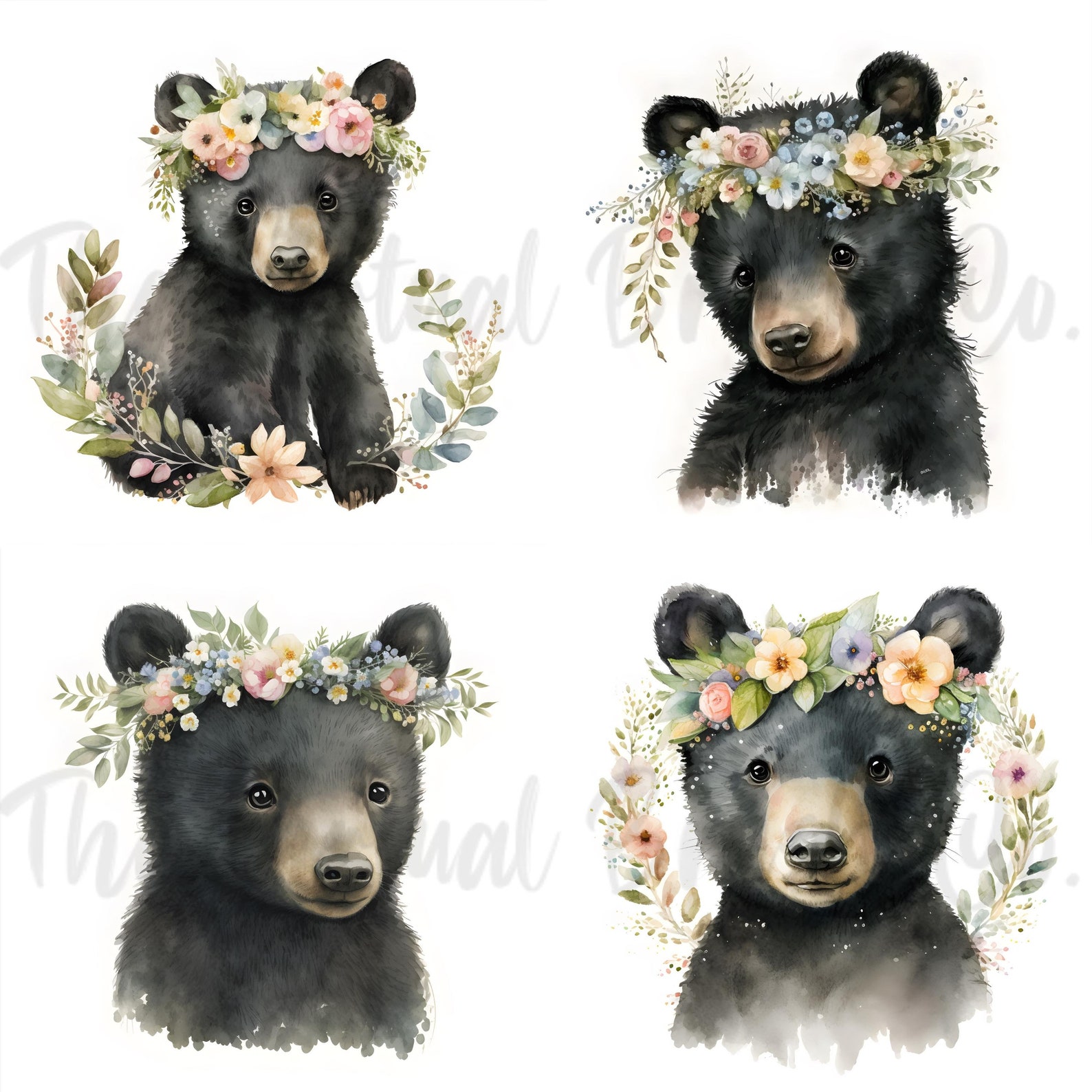 Woodland Animal PNG, Bear Clip Art, Bear PNG, Watercolor, Forest, Clip ...