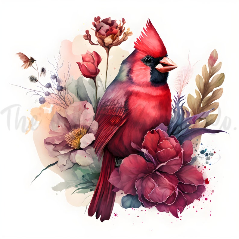 Red Cardinal PNG, Cardinal Clipart, Red Cardinal Bird, Watercolor Bird ...