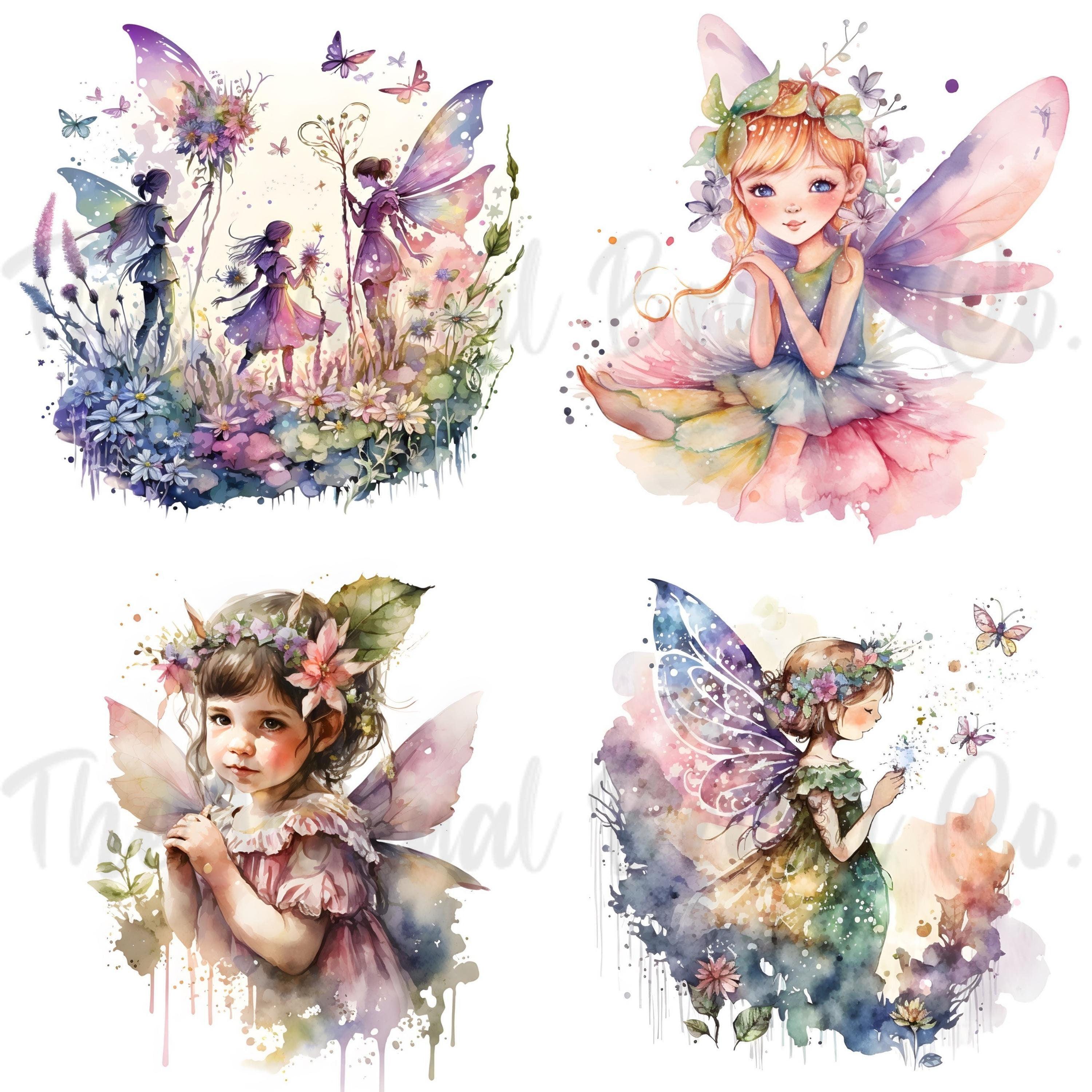 Fairy Garden Watercolor Clipart Enchanted Forest Fairytale - Etsy