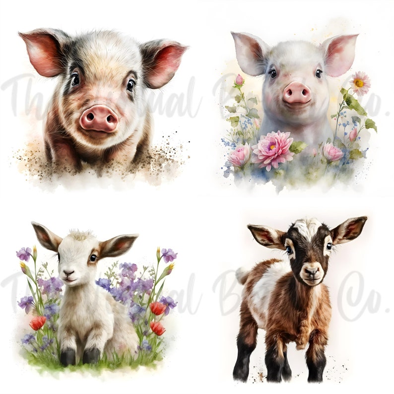 Farm Animals Clipart Bundle Baby Animals Clip Art - Etsy