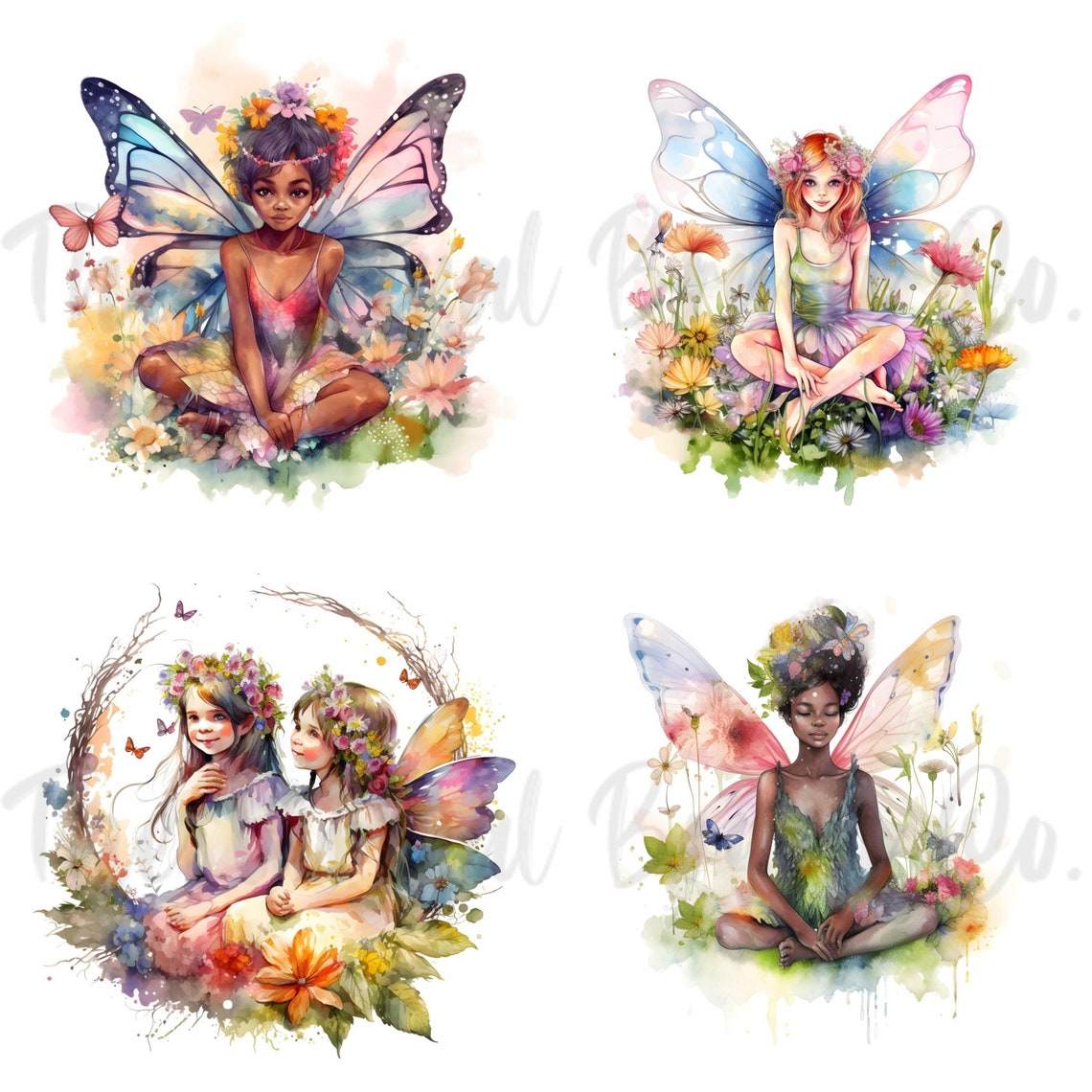 Fairy Garden Watercolor Clipart Enchanted Forest Fairytale - Etsy