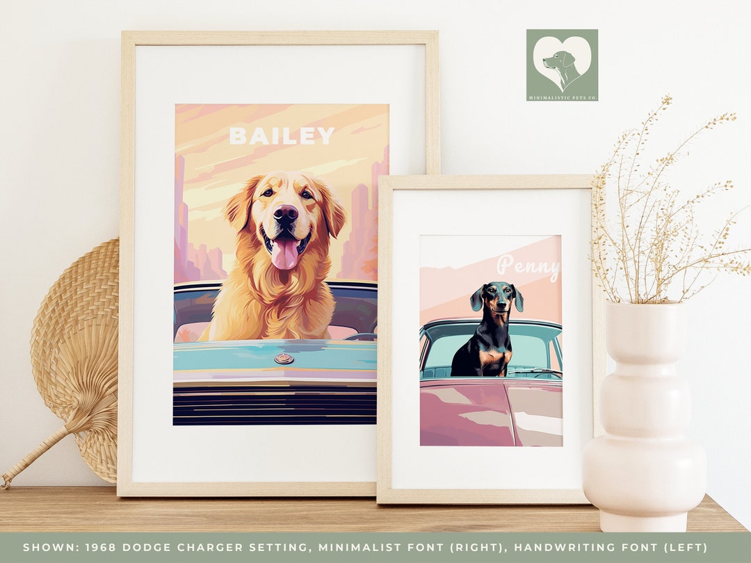Custom 1968 Dodge Charger Pet Portrait From Photo PRINTABLE Wall Art ...