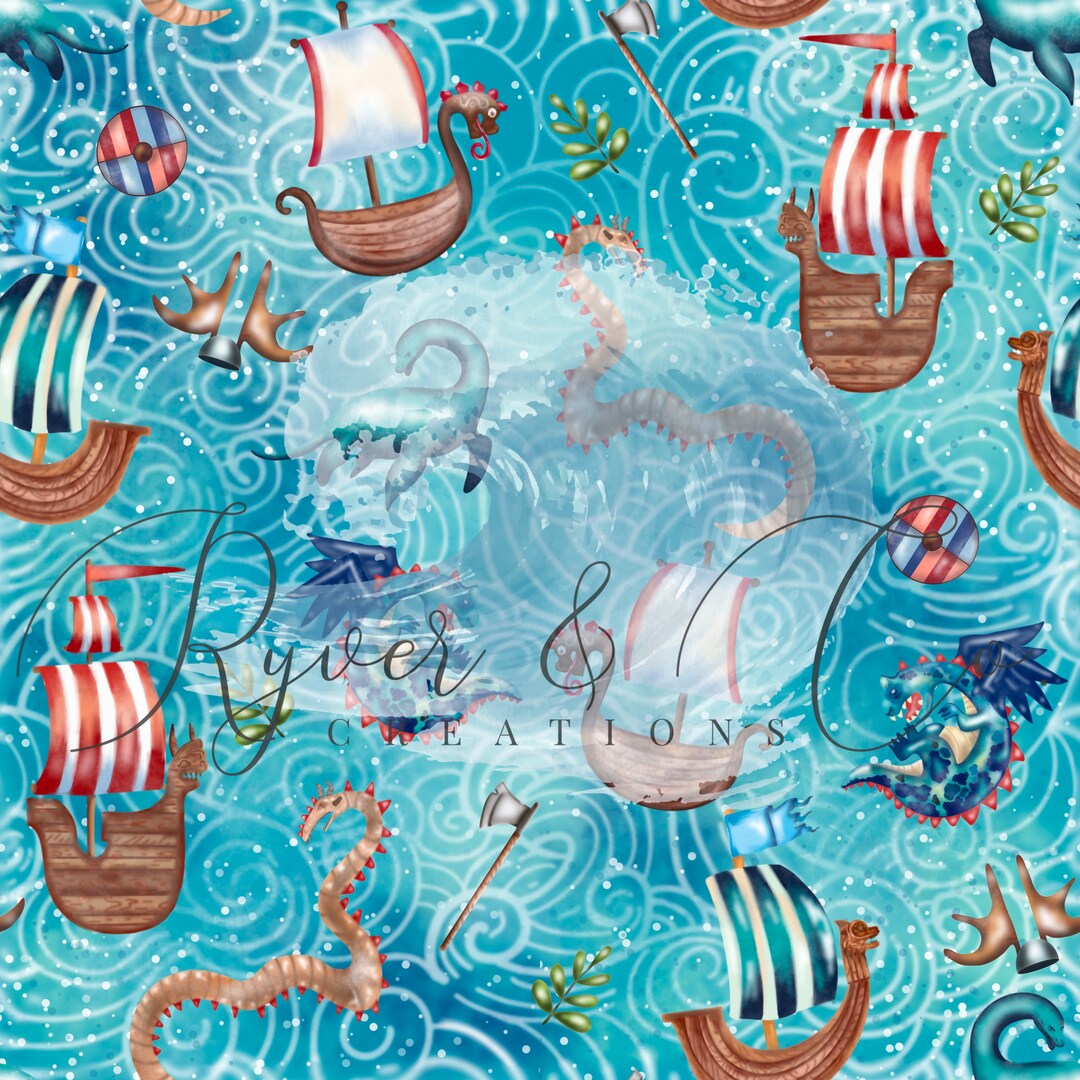 Viking Seamless Pattern, Lochness Seamless Png Jpeg - Etsy