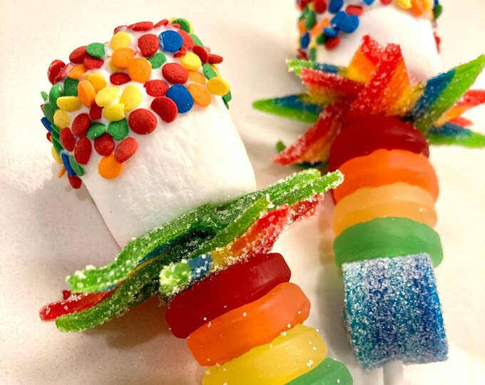 6 Mini Rainbow Candy Kabobs Made To Order Etsy