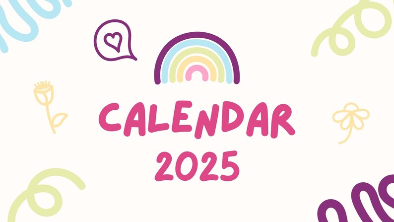 2025 Monthly Calendar Printable, Cute Girls Calendar 2025, Wall ...