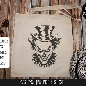 Clown SVG, Evil Jester DIY Transfer Sticker, Iron on Graphic, Stencil ...