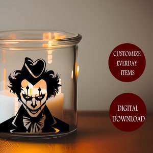 Clown SVG, Evil Jester DIY Transfer Sticker, Iron on Graphic, Stencil ...