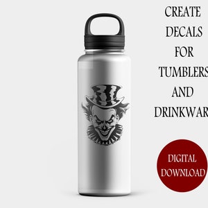 Clown SVG, Evil Jester DIY Transfer Sticker, Iron on Graphic, Stencil ...