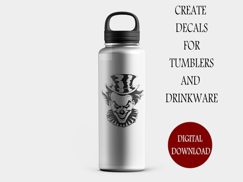 Clown SVG, Evil Jester DIY Transfer Sticker, Iron on Graphic, Stencil ...