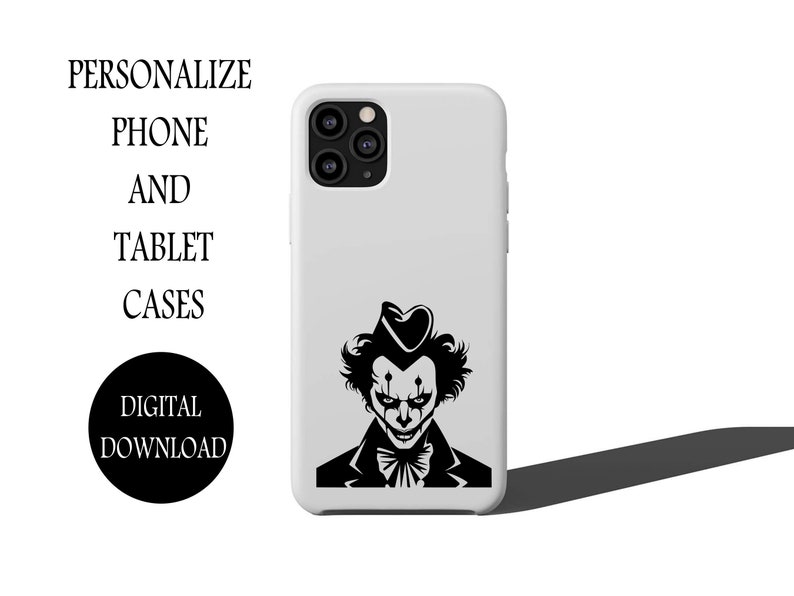 Clown SVG, Evil Jester DIY Transfer Sticker, Iron on Graphic, Stencil ...