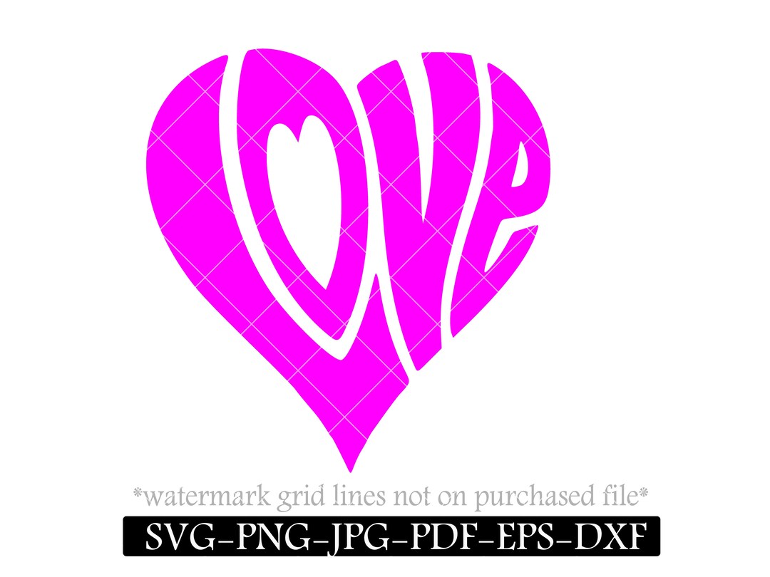 Love Heart Svg, Retro Love Svg, Valentines Day Graphic, Heart Stencil ...