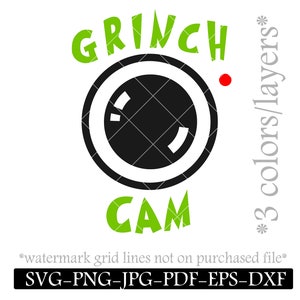 Grinch Cam SVG Christmas Digital Download, Stencil, Iron on Graphic ...