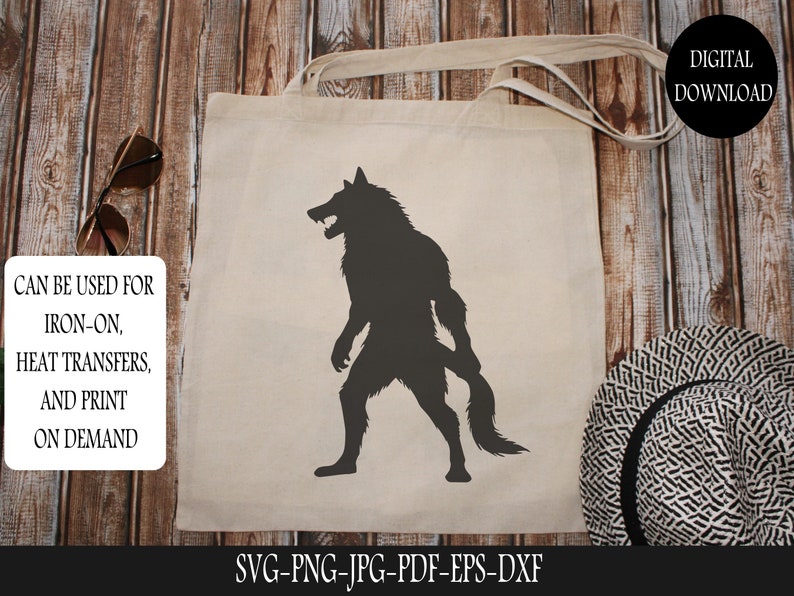 Wolfman SVG, Werewolf DIY Transfer Sticker, Iron on Graphic, Full Moon ...