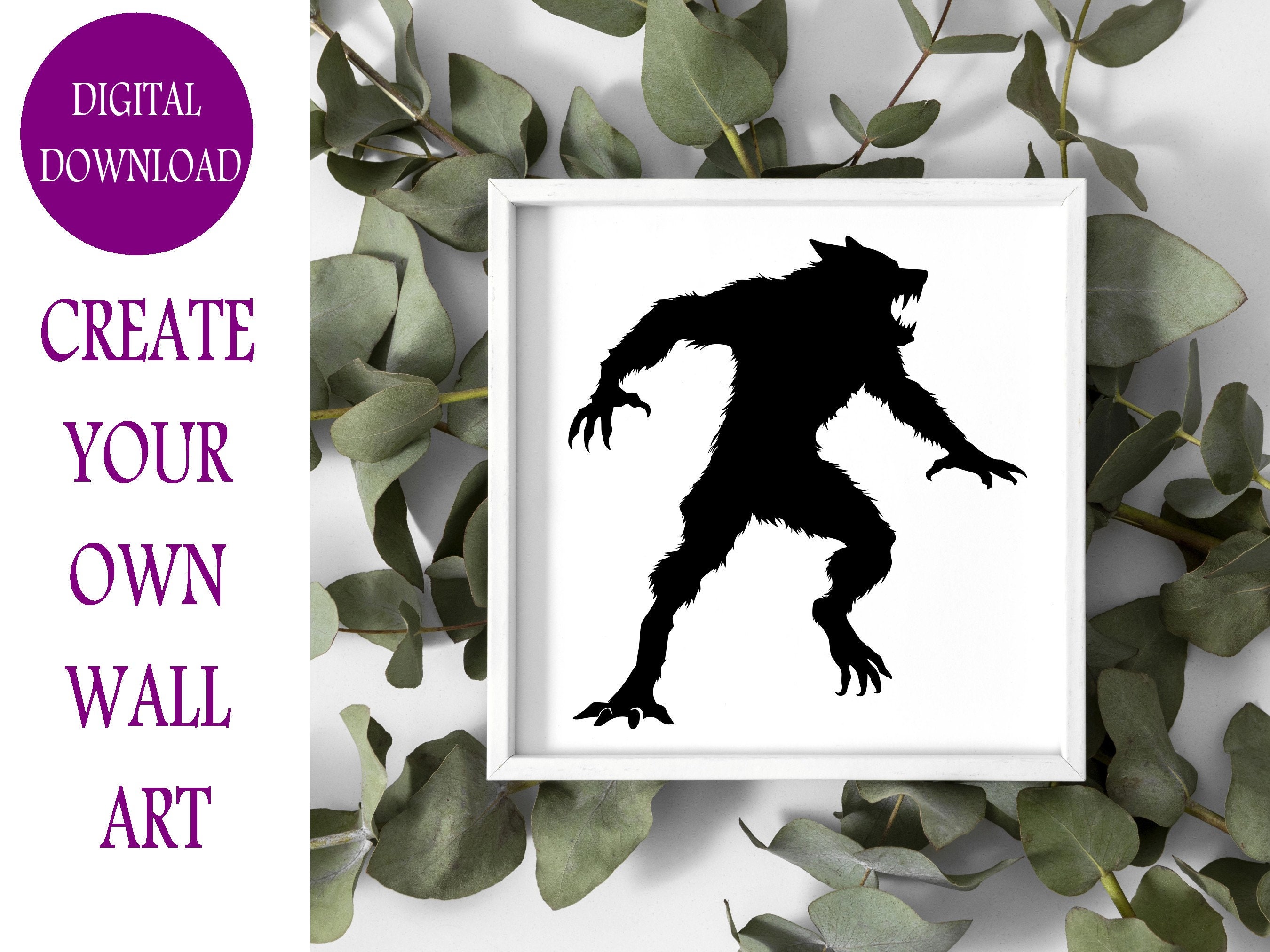 Werewolf SVG, Wolfman DIY Transfer Sticker, Iron on Graphic, Full Moon ...