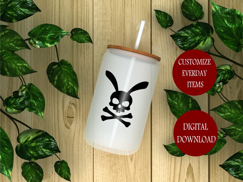 Easter Bunny Skull and Crossbones SVG, Evil Rabbit Silhouette JPG, Grim ...