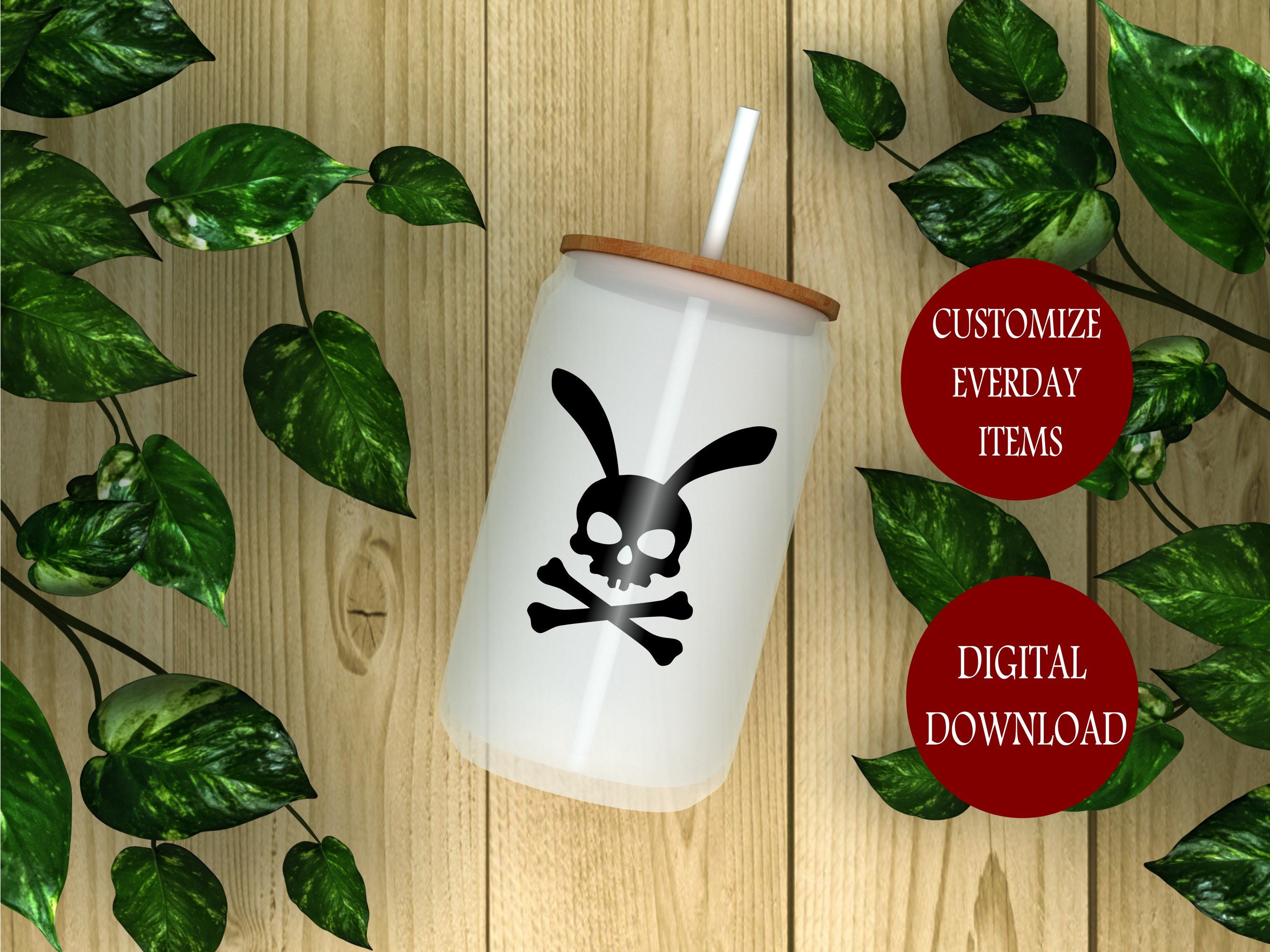 Easter Bunny Skull and Crossbones SVG, Evil Rabbit Silhouette JPG, Grim ...