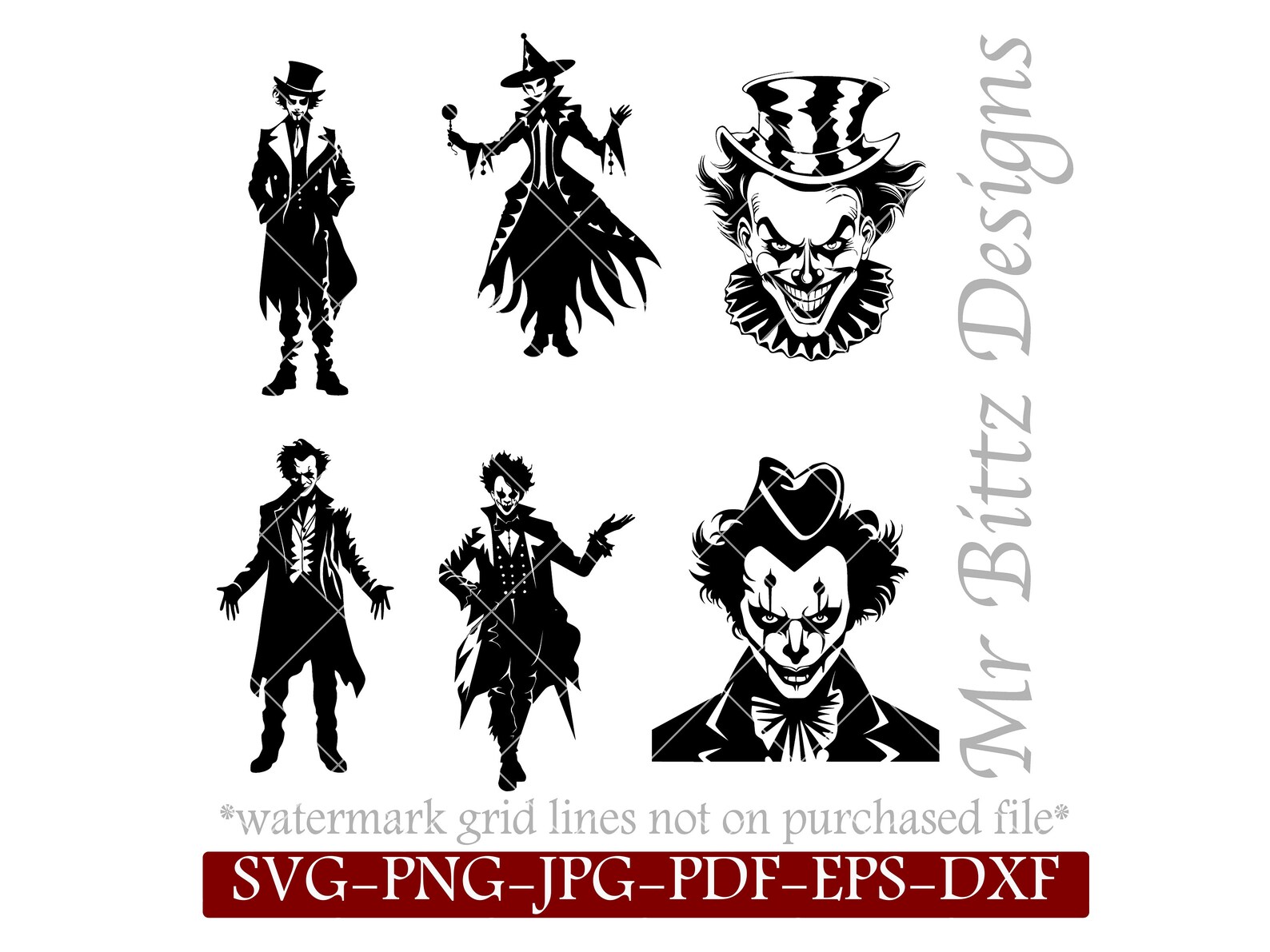 Evil Clown SVG Bundle, Jester DIY Transfer Sticker, Iron on Graphic ...